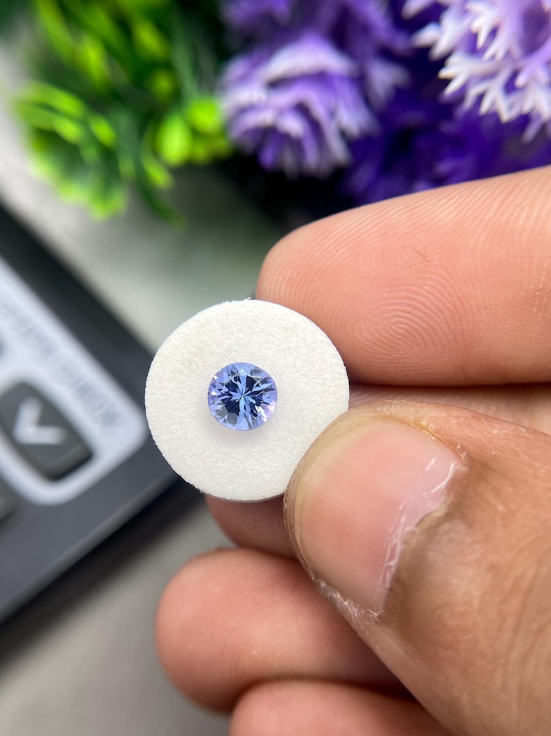 Natural Tanzanite 5 Mm Round Shape Faceted Loose Gemstone , Weight-0.56 ...