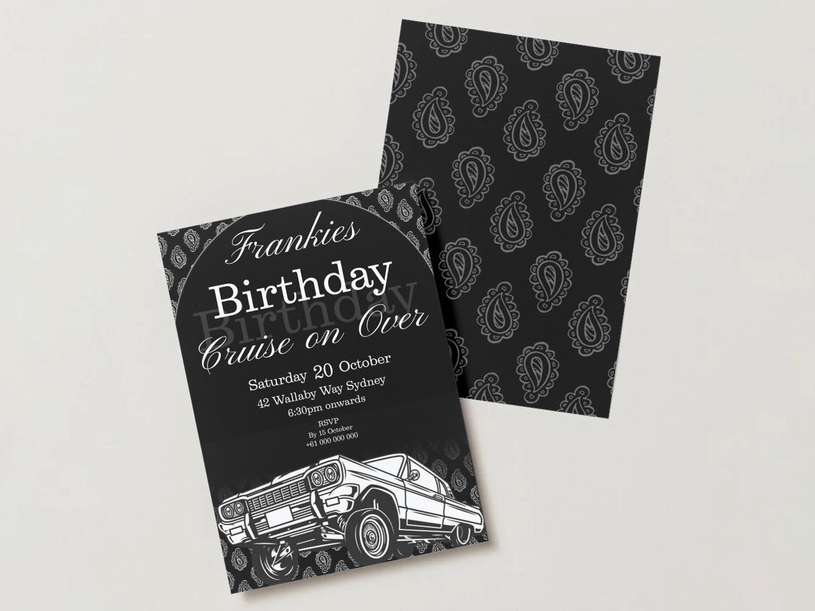 Lowrider Birthday Invitation | Retro Cruise Party (digital Template) - Etsy