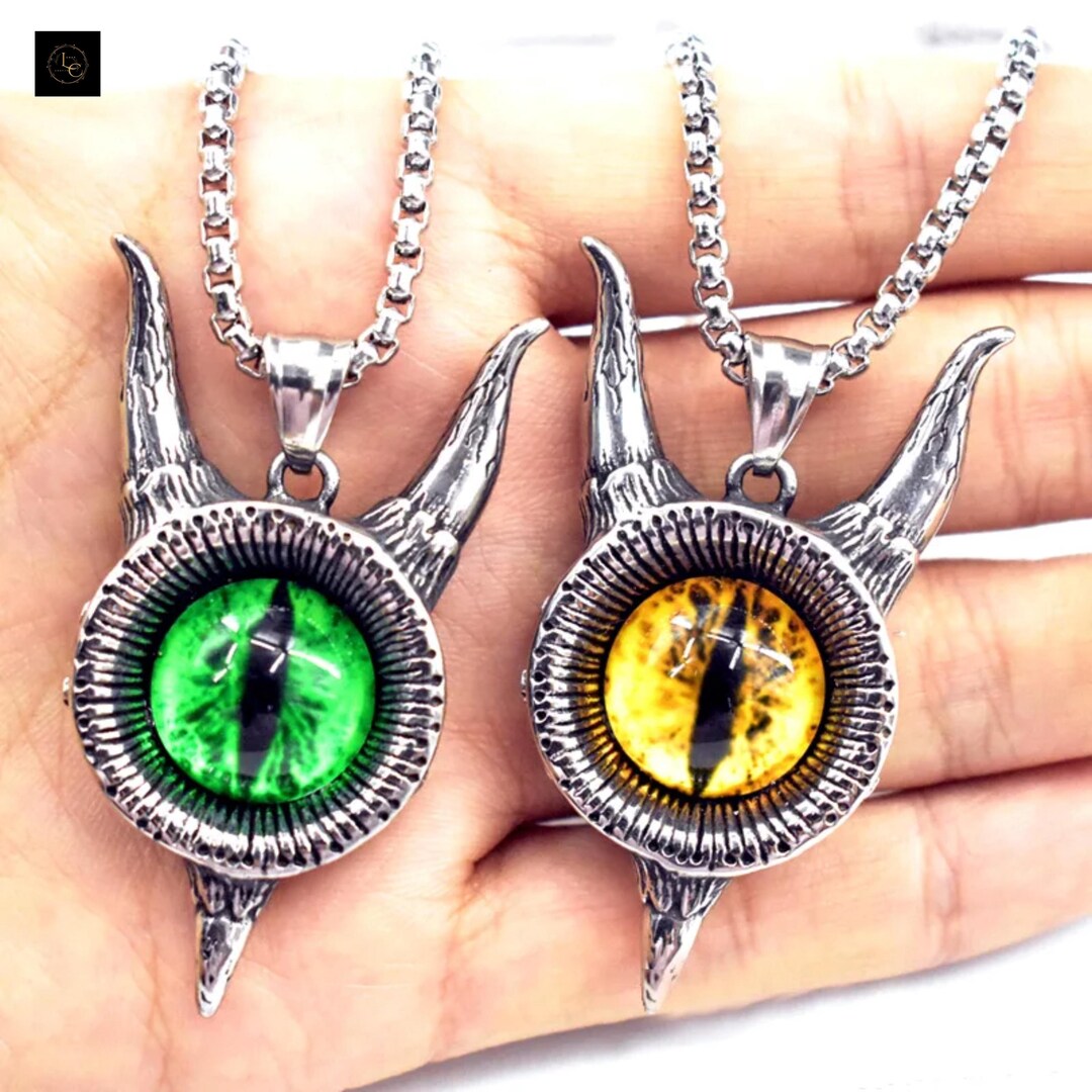 Vintage Demon Eye Lucifer Eye Pendant Necklace Satanic Gothic Pendant ...