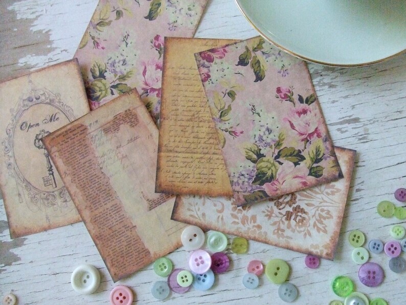 Note Cards - Shabby Cottage - Chic Notecards - Plum Tones - Flowers ...