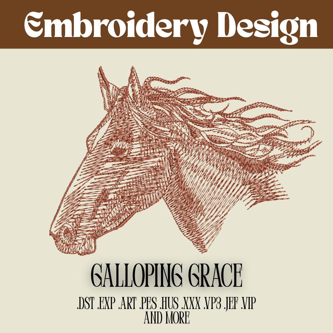 Machine Embroidery Design - Horse Galloping Grace - Etsy