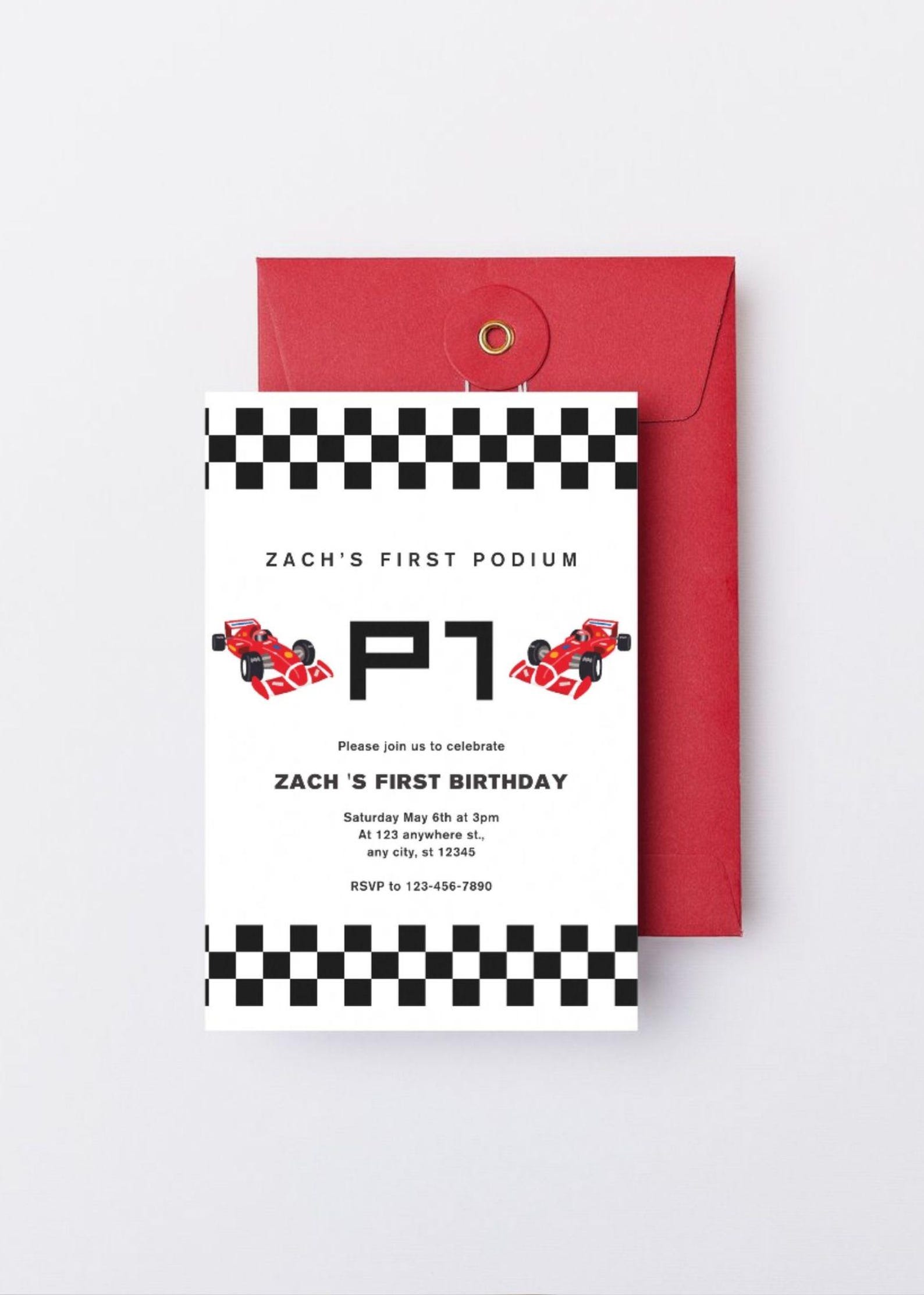 Formula One First Birthday Invitation Template - Etsy