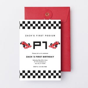 Formula One First Birthday Invitation Template - Etsy