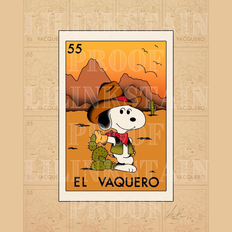 PRINTABLE Cowboy Snoopy Loteria Art Print | Cute Traditional Vintage ...