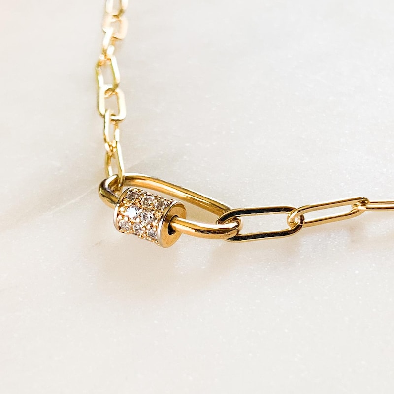 Solid Gold Paperclip Necklace With Toggle Clasp - Etsy