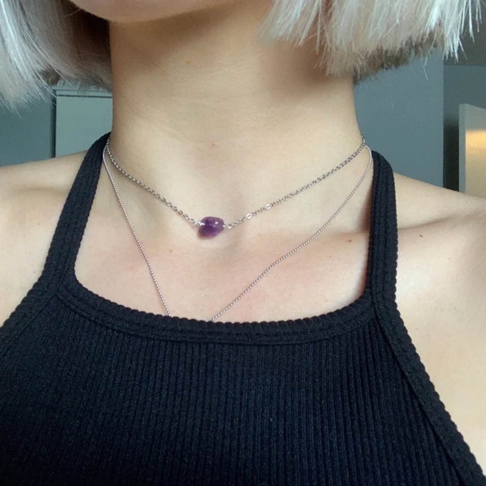 RAW AMETHYST Necklace Raw Crystal Necklace February - Etsy