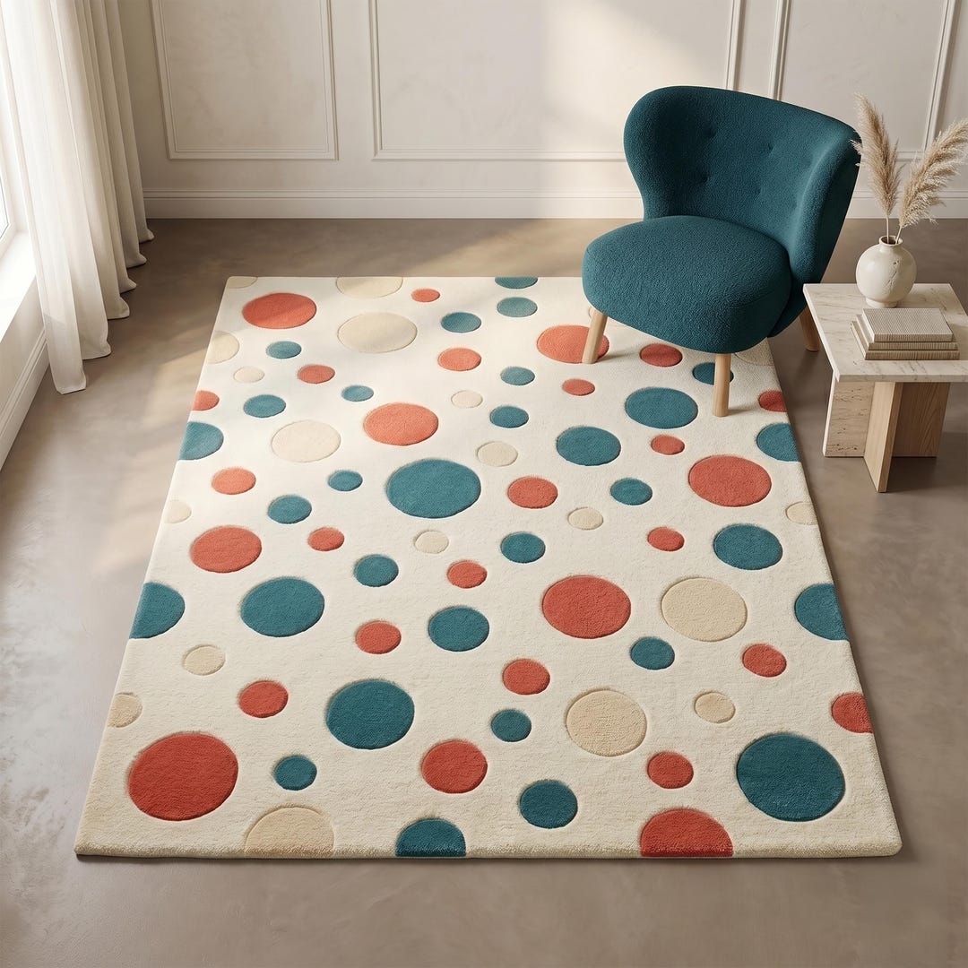 Hand Tufted Wool Polka Dot Rug, Modern Abstract Area Rug, Kids Room ...