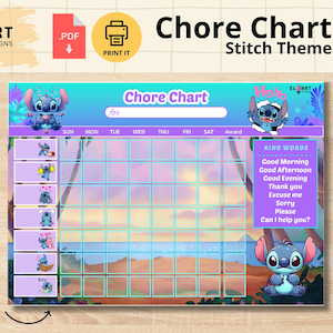 Lilo and Stitch Inspired Reward Chart Printable | Instant Download ...
