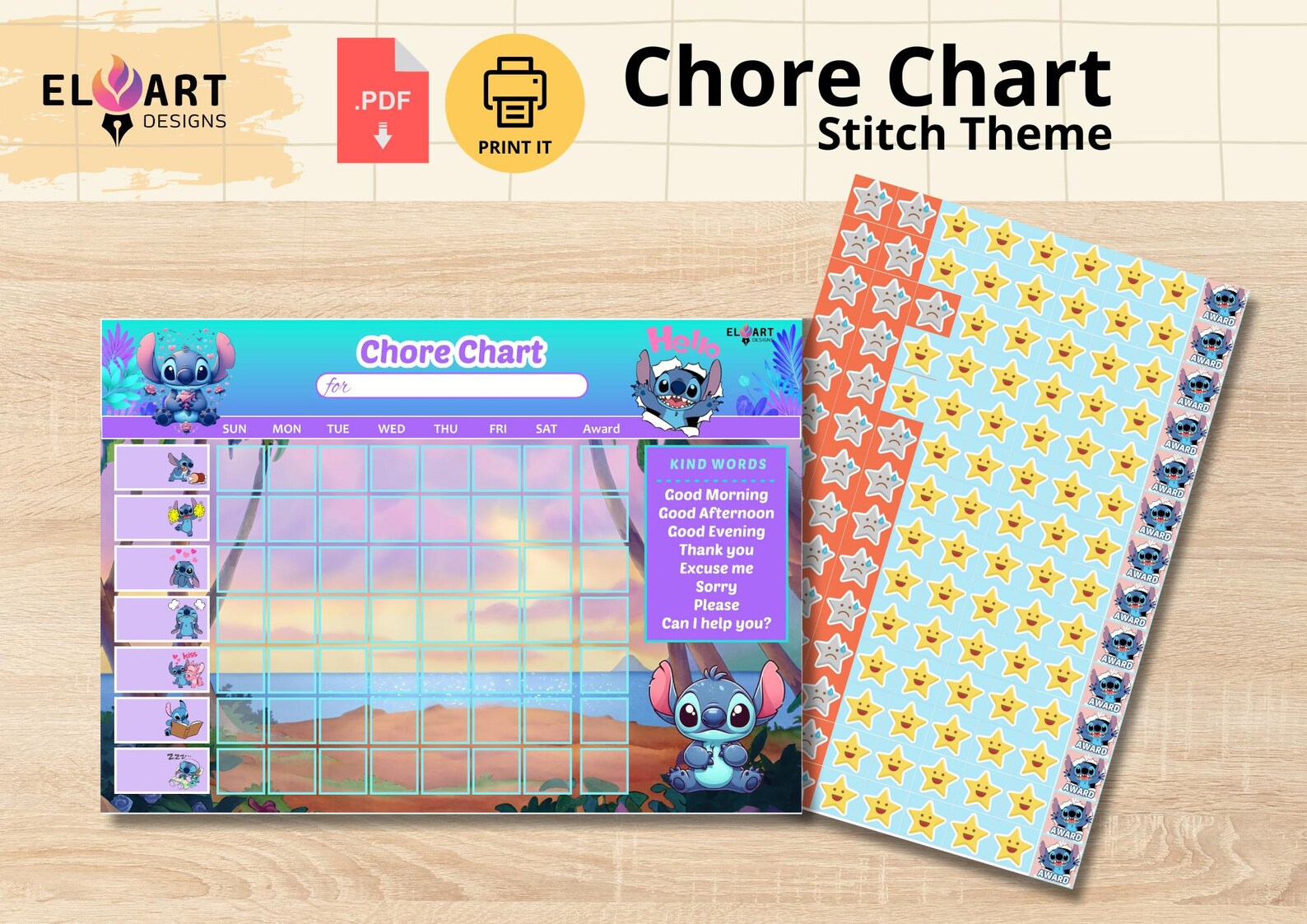 Lilo and Stitch Inspired Reward Chart Printable | Instant Download ...