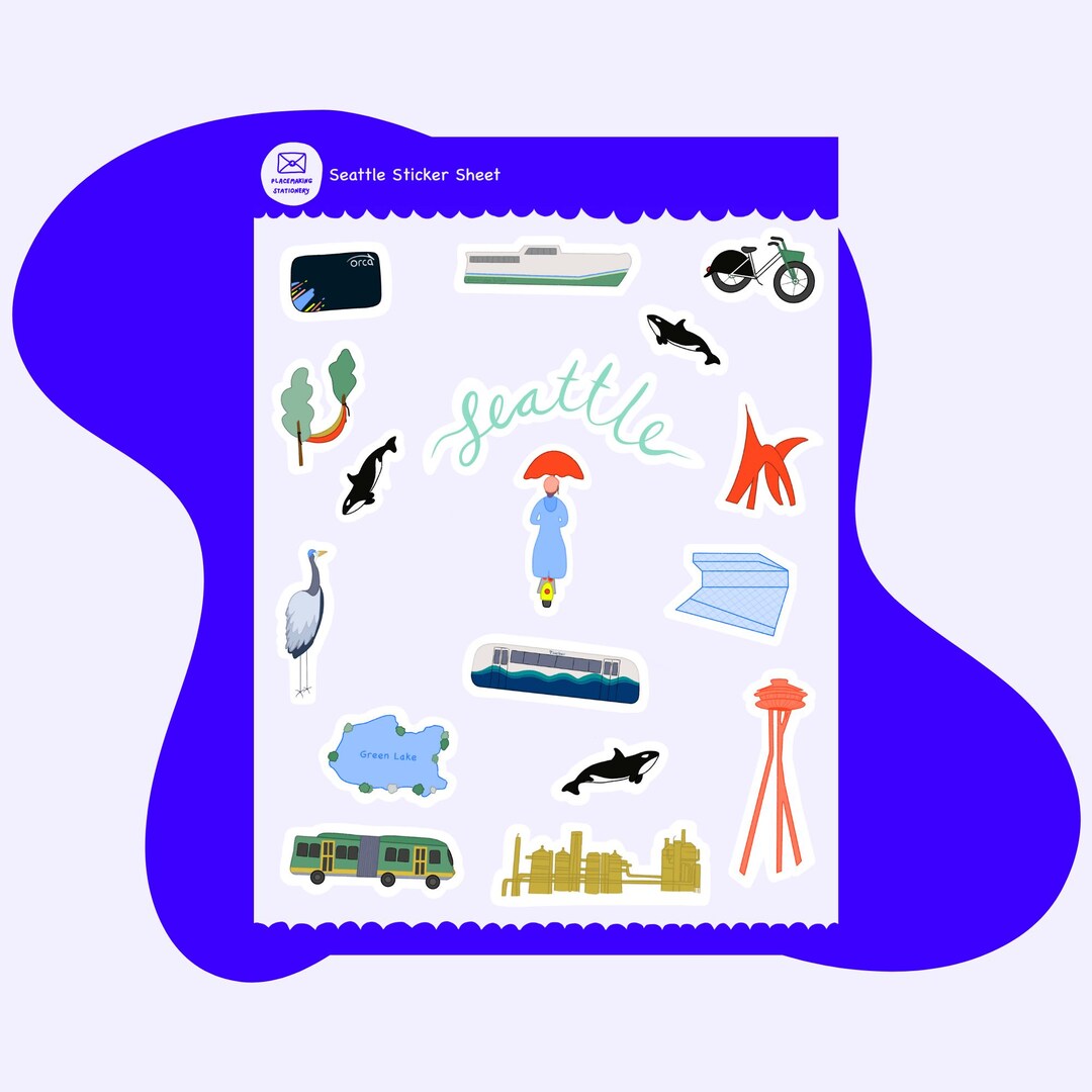 Seattle Sticker Sheet / Seattle, WA Stickers / Seattle Gift / Seattle ...