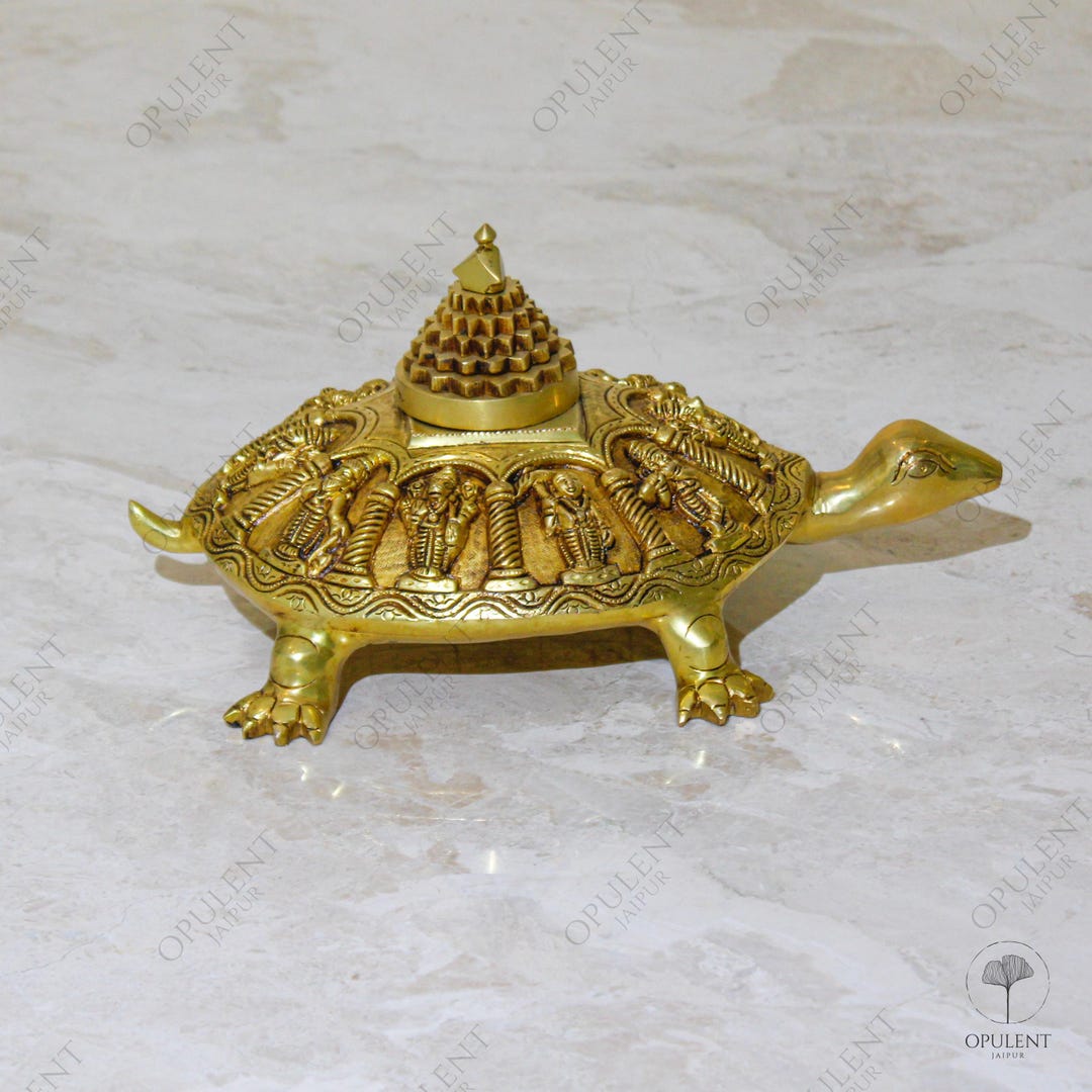 Brass Tortoise With Shree Meru Yantra | Vastu Tortoise Idol | Spiritual ...