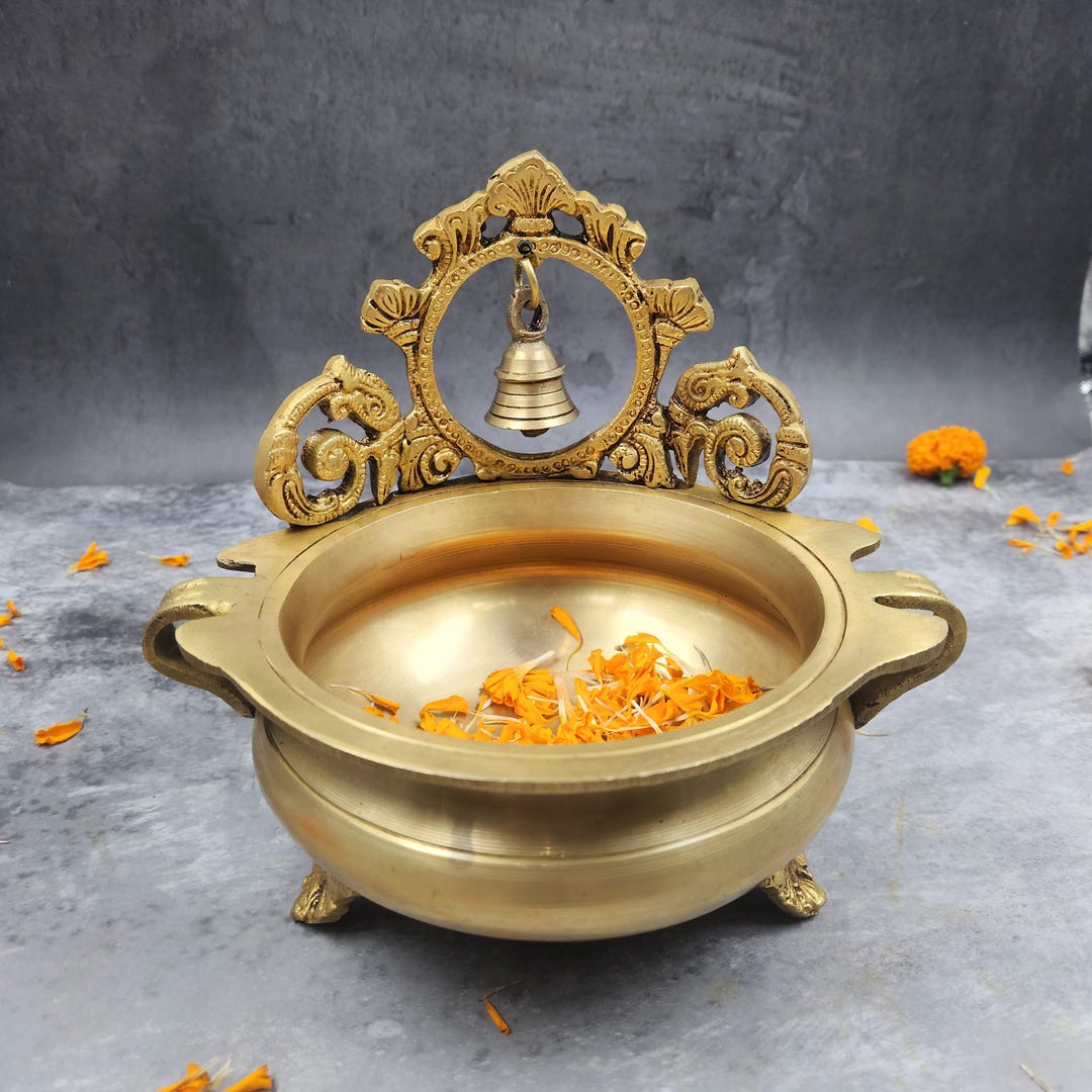 Brass Hanging Bell Urli | Temple Style Decorative Pooja Urli Bowl - Etsy