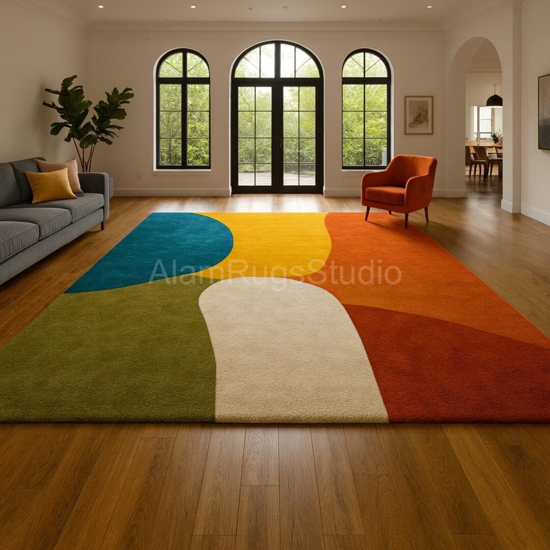 Modern Abstract Colorblock Rug4x6 5 X 7 Ft Handmade Wool Area Carpet in ...