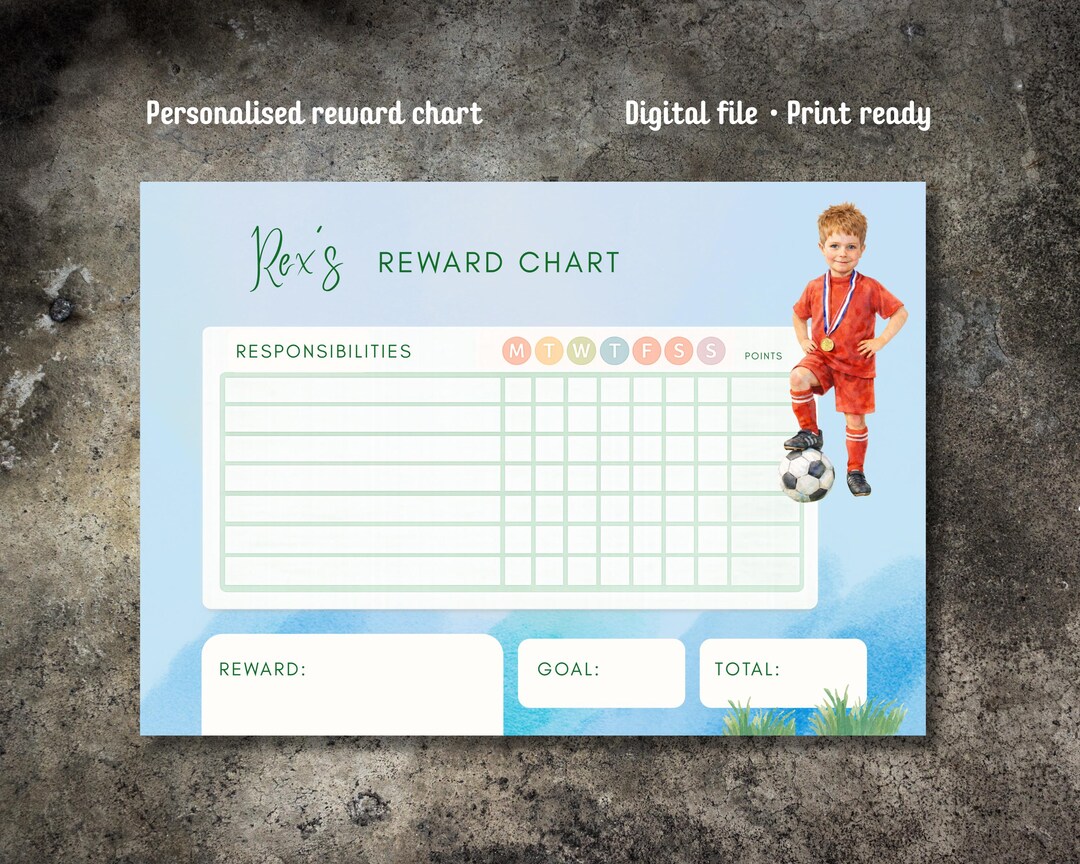 Personalised Football Reward Chart for Kids | Custom Soccer ...