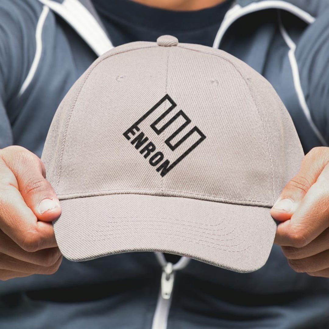Enron Logo Baseball Cap - Black Logo Embroidered Dad Hat, Vintage ...