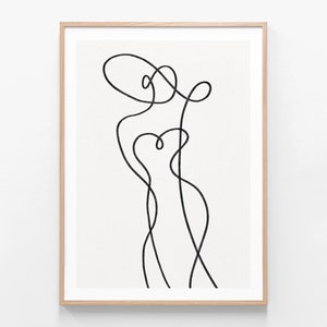 Minimalist Line Art Poster | Femme Line 1 | Female Silhouette Hand ...