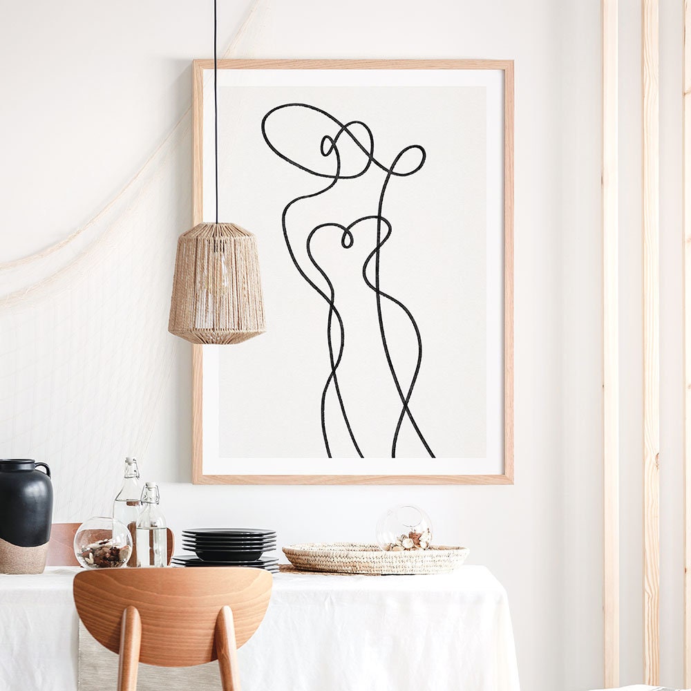 Minimalist Line Art Poster | Femme Line 1 | Female Silhouette Hand ...