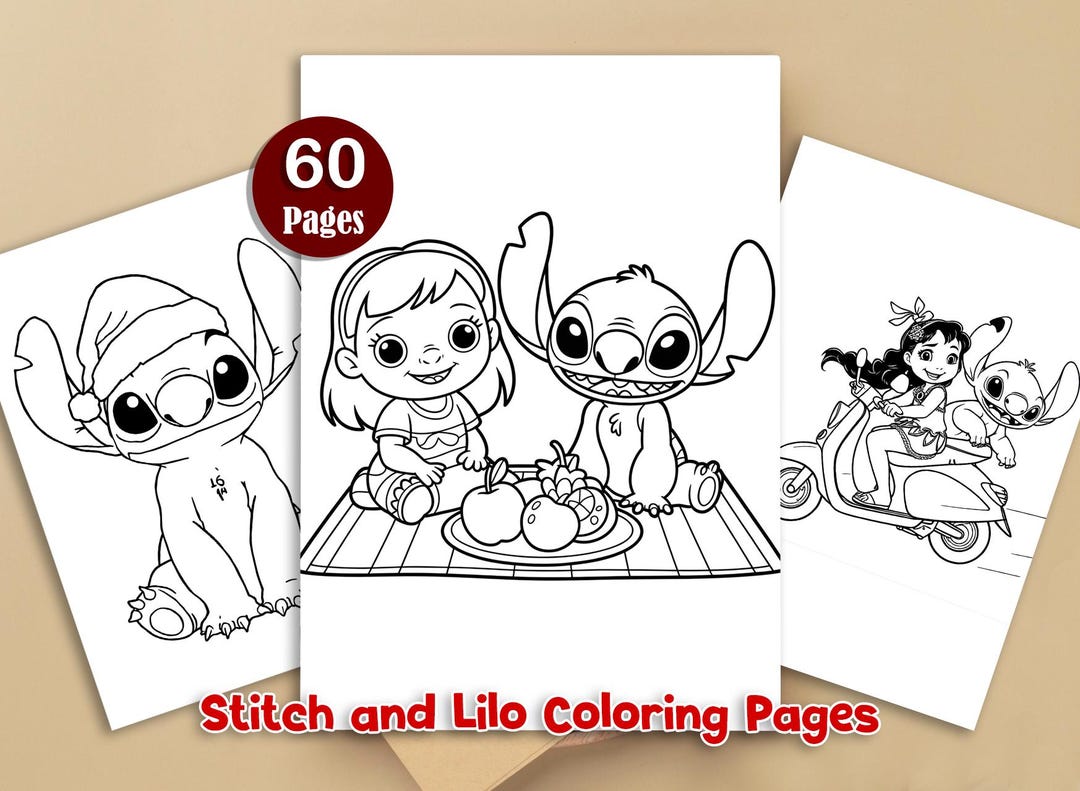 60 Lilo and Stitch Coloring Pages Kids Activity (printable PDF) - Etsy ...