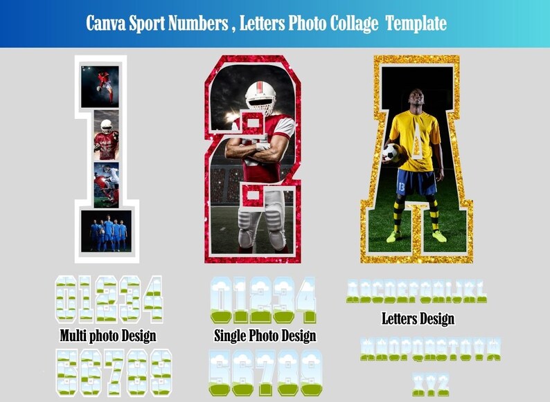 Varsity Photo Collage Cut Out Canva Frame Sport Number and Letters ...