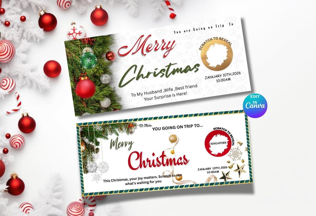Editable Christmas Scratch Card Template (digital Download) - Etsy