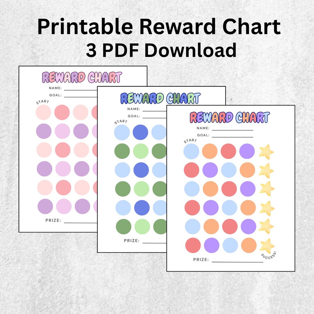 Printable Reward Chart Template - Kids Sticker Chart, Instant Download ...
