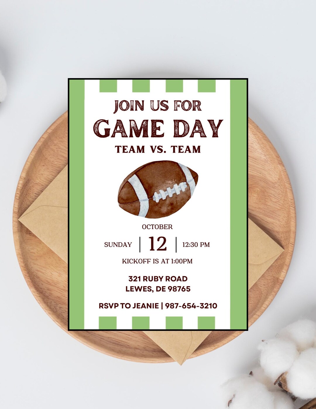 Football Watch Party Invitation Template: Editable Game Day Evite ...