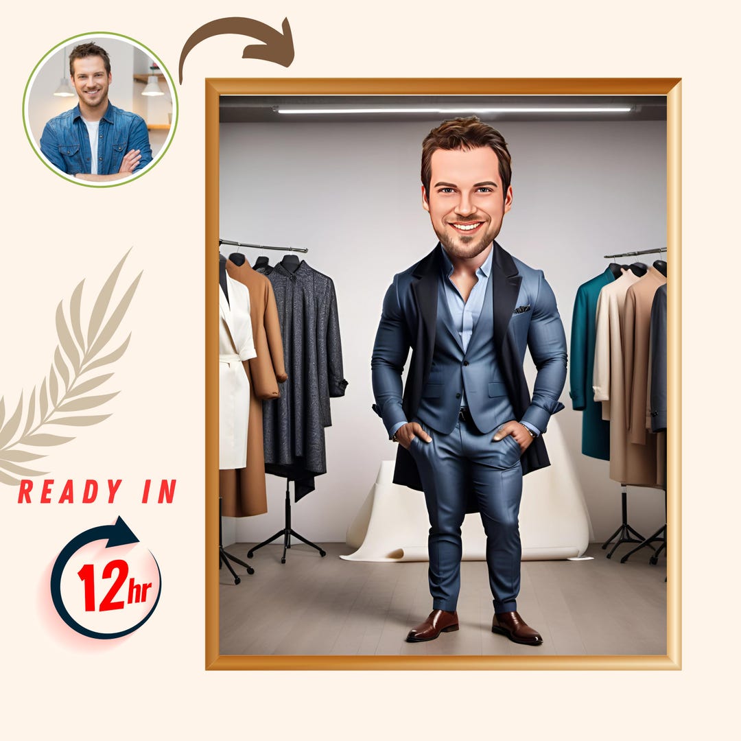 Custom Fashion Designer Caricature, Portrait With Sketchpad, Fabric ...