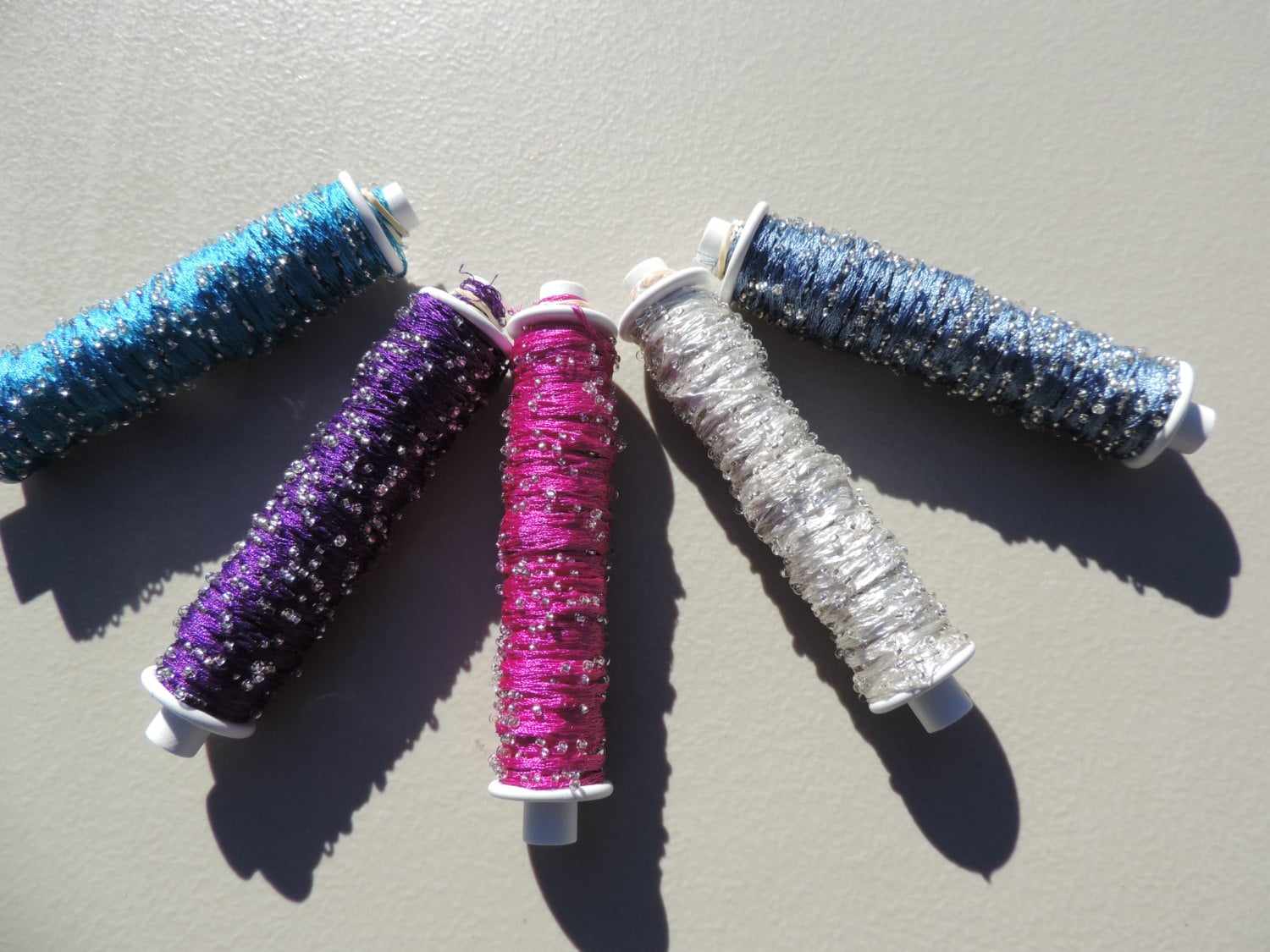 NEW REUSEABLE Spooled Beaded Yarn 50 Yards Beautiful For | Etsy