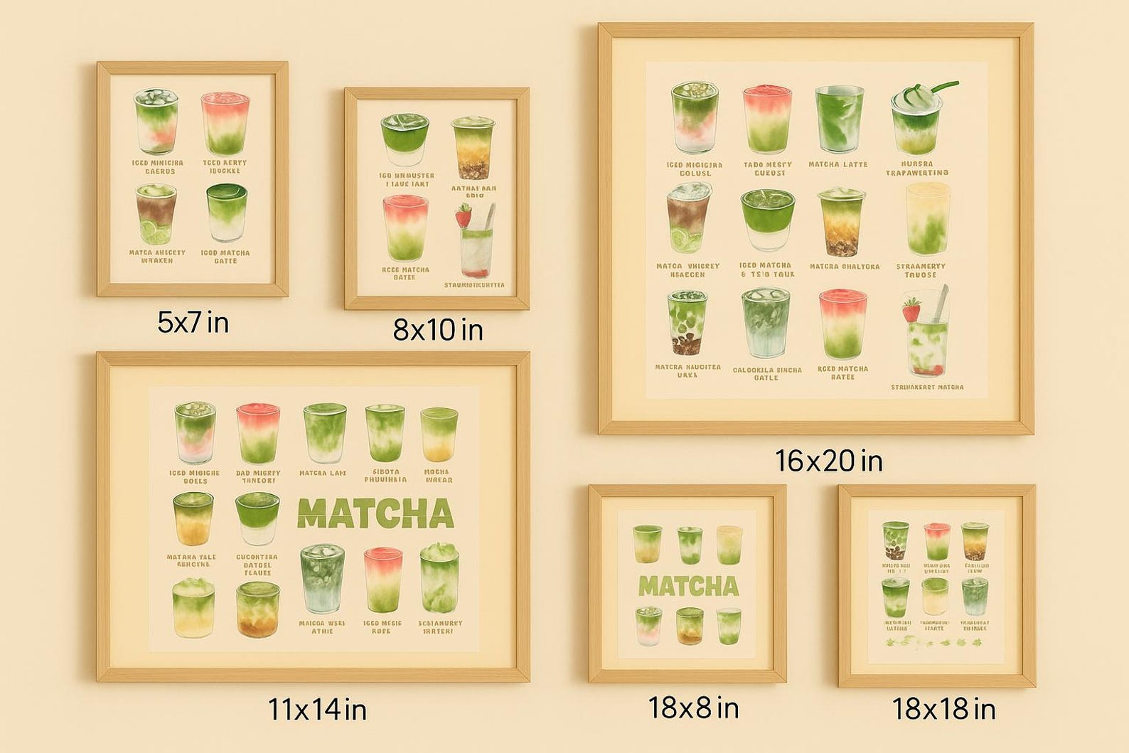Strawberry Matcha Wall Art Set | Matcha Lovers Printable | Boba Tea ...