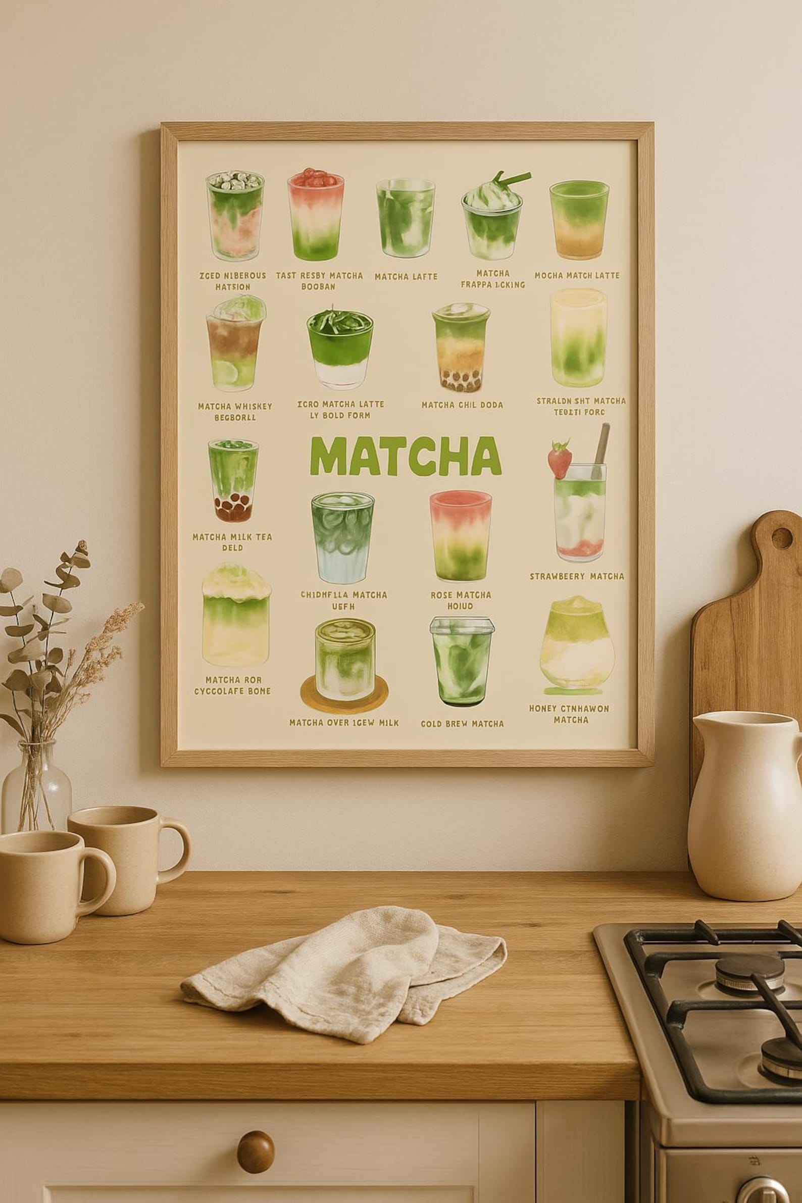 Strawberry Matcha Wall Art Set | Matcha Lovers Printable | Boba Tea ...