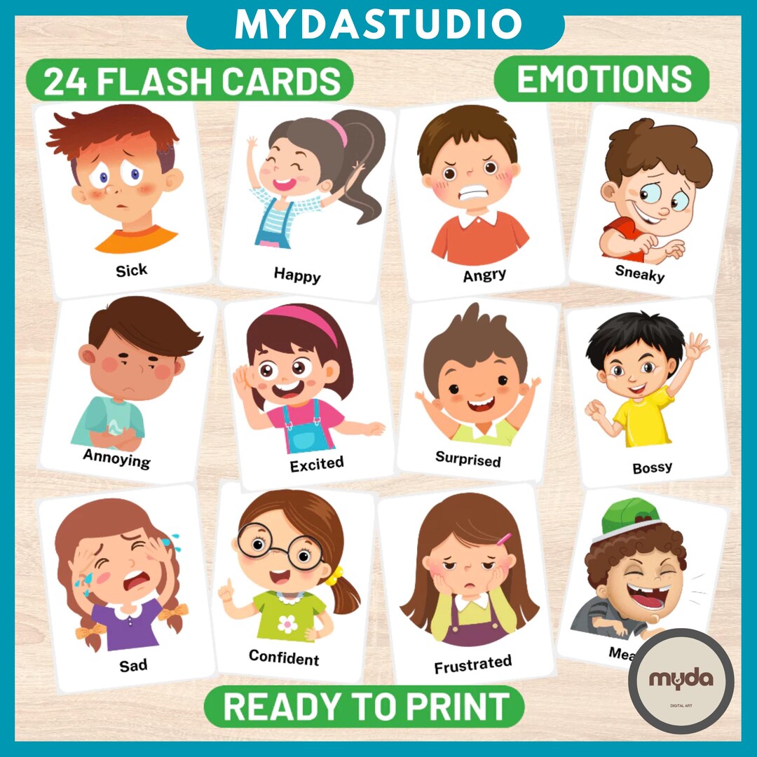 27 Emotion Flash Cards | Printable PDF | Emotional Learning for Kids ...