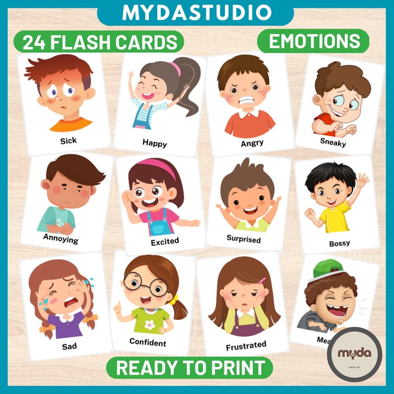 27 Emotion Flash Cards | Printable PDF | Emotional Learning for Kids ...