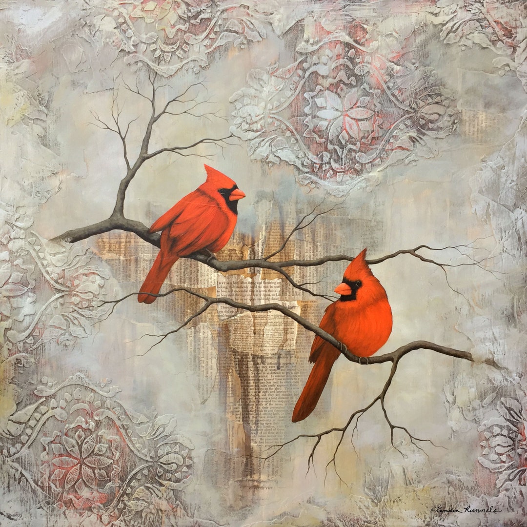 Cardinal Canvas Giclee, Cardinal Painting, Titled A Pair of Cardinals ...