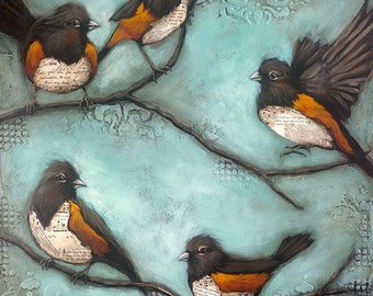 Mixed Media Bird Art - Etsy
