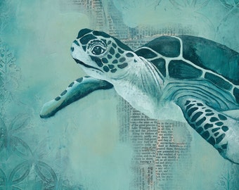 Turtle Drawing by Daniel Langford, Turtle Print, Beach Art, Florida Art ...