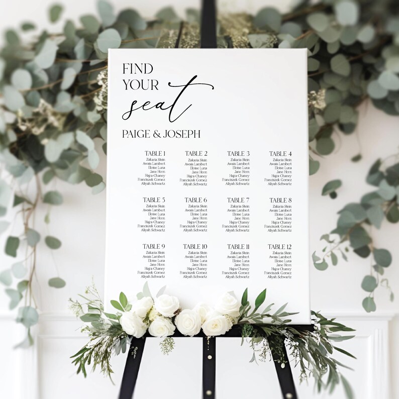 Modern Wedding Seating Chart Template – Editable Table Plan (digital ...