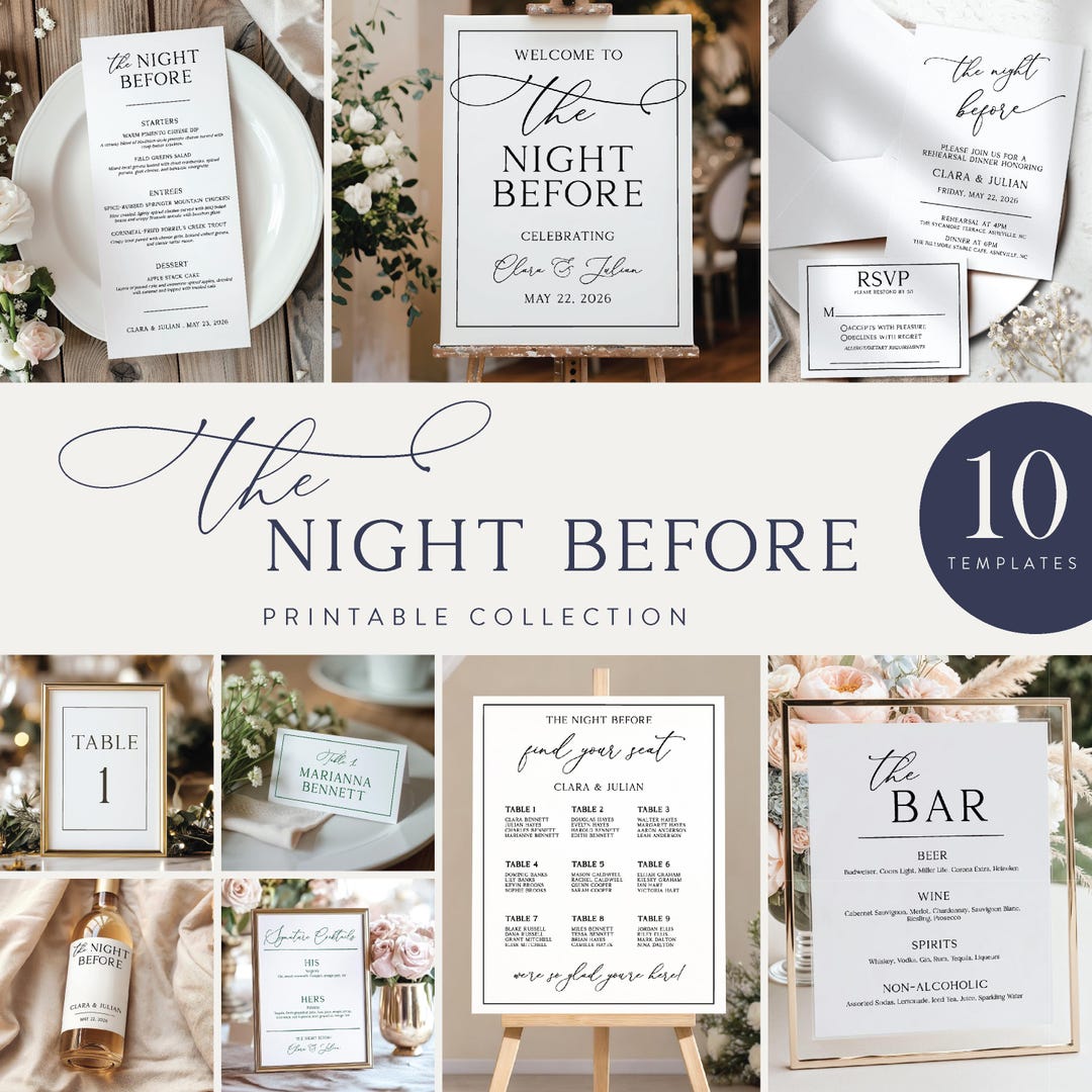 Rehearsal Dinner Template Suite | the Night Before Printable Design ...