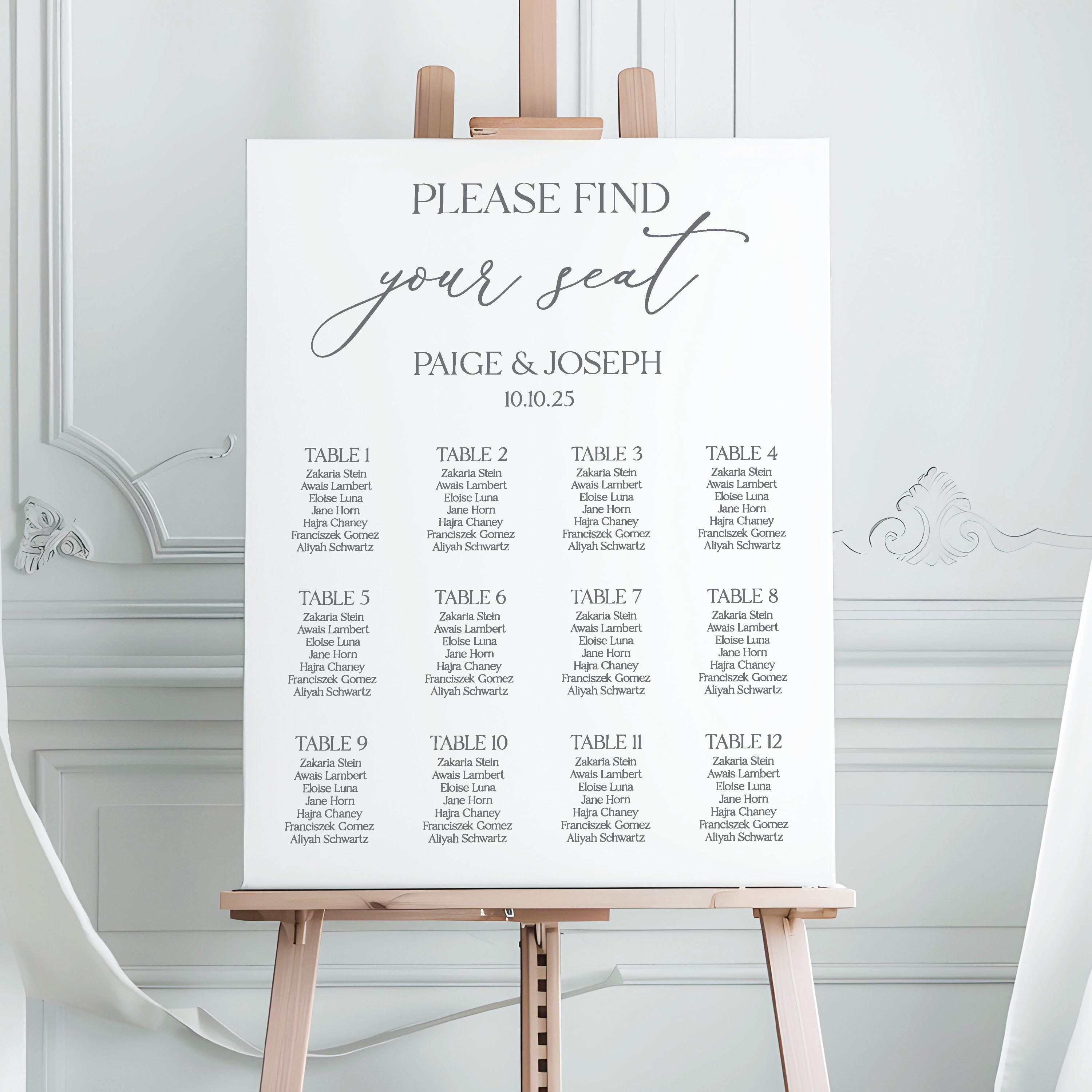 Printable Please Find Your Seat Wedding Seating Chart – Corjl Editable ...