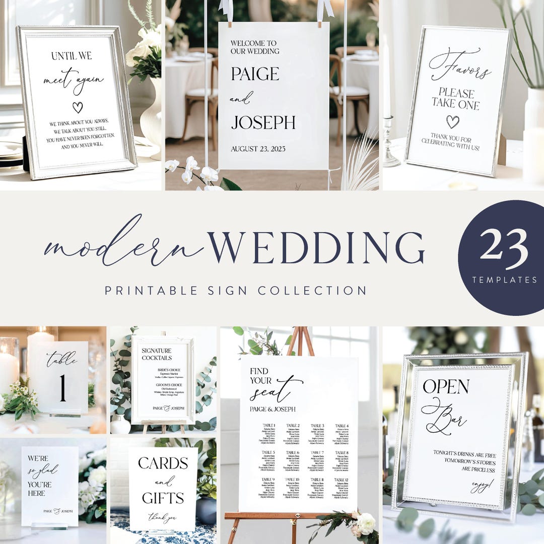 Editable Wedding Sign Collection | 23 Printable Templates for Modern ...