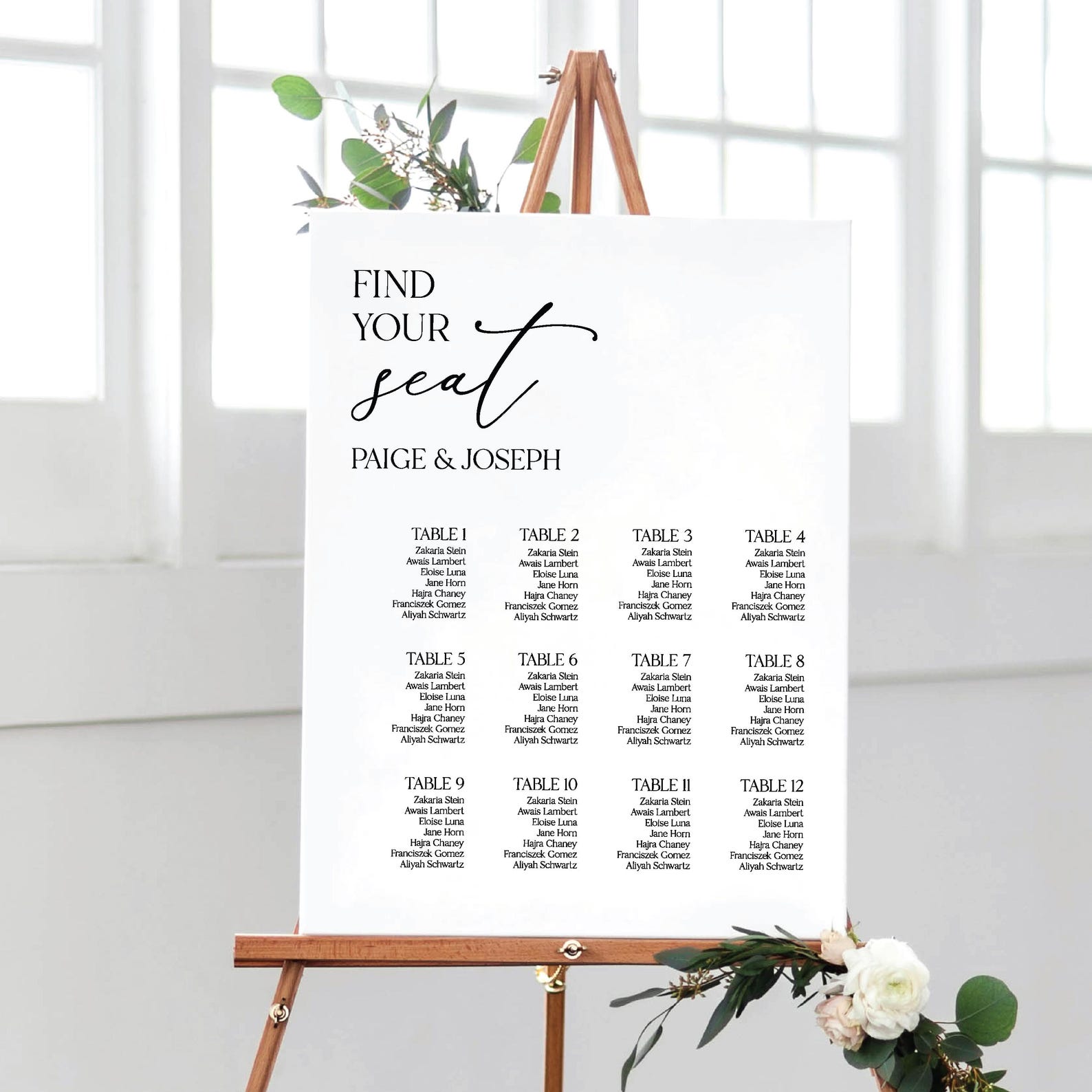 Modern Wedding Seating Chart Template – Editable Table Plan (digital ...