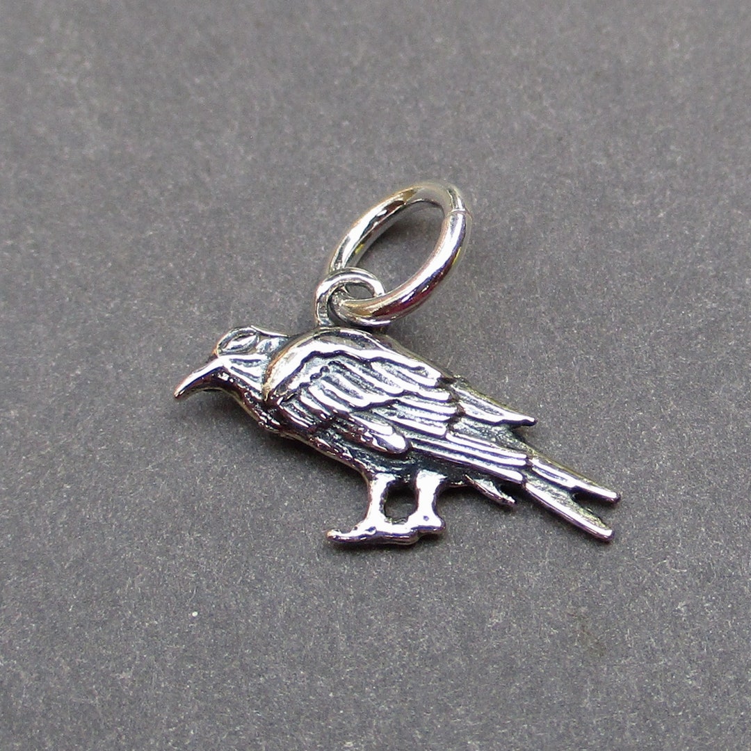 Sterling Silver Raven Bird Charm for Necklaces, Bracelets and Earrings ...