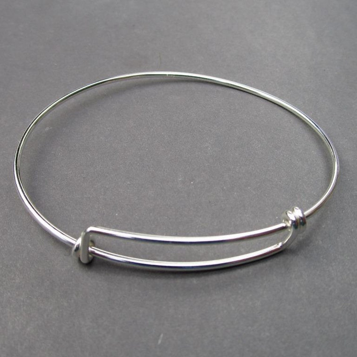 Sterling Silver Adjustable Charm Bangle Bracelet Birthstone - Etsy