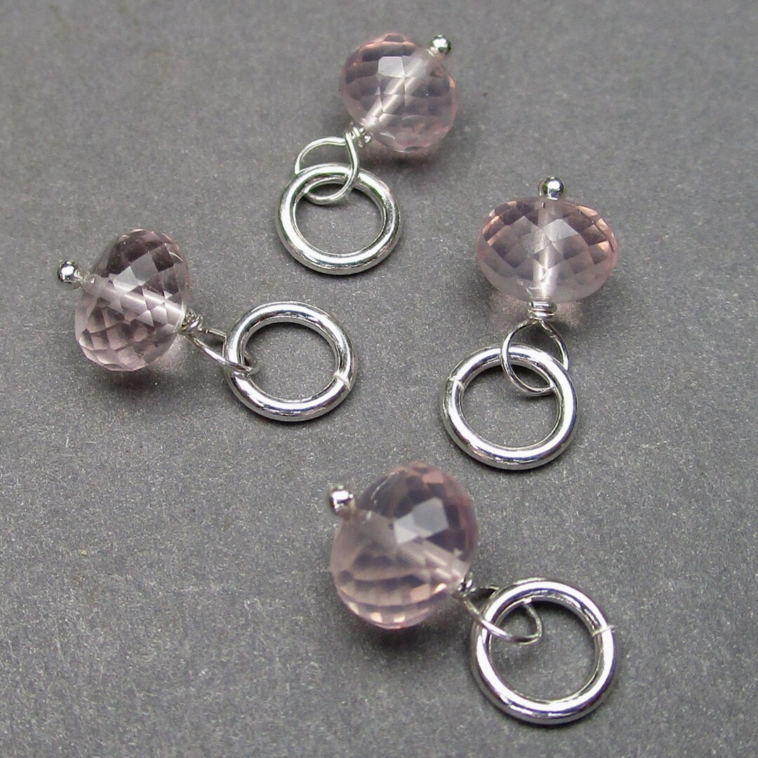 Rose Pink Quartz Birthstone Necklace Charm, Bracelet Charm, Quartz ...