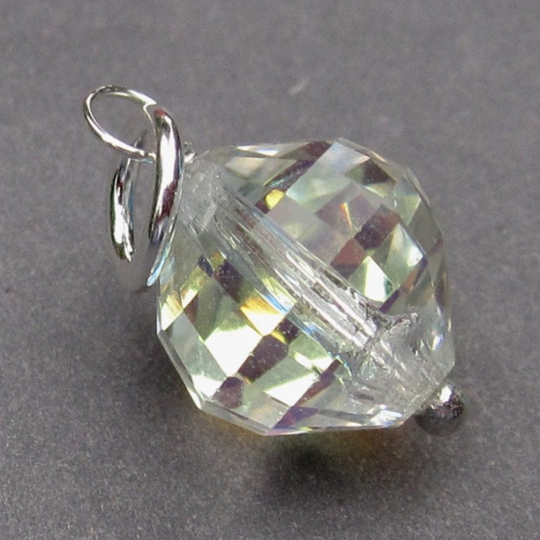 Vintage Crystal Ball Charm Necklace Pendant, April Birthstone Charm ...