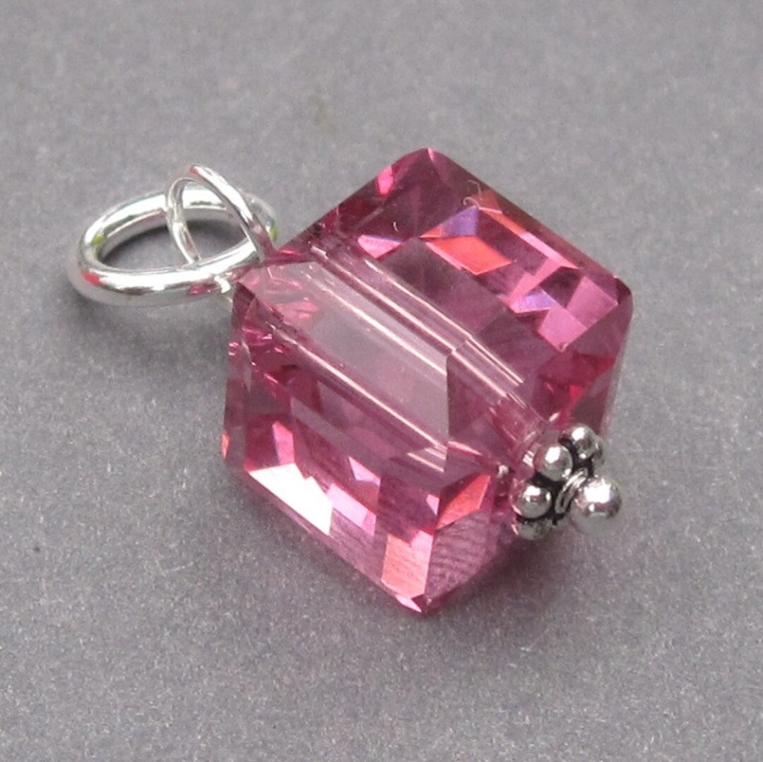Rose Pink Birthstone Charm, Personalized Birthstone Jewelry, 8mm ...