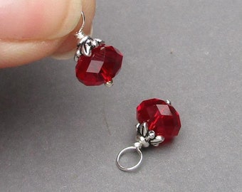 Siam Red Crystal Birthstone Charm, Sterling Silver July Birthstone ...