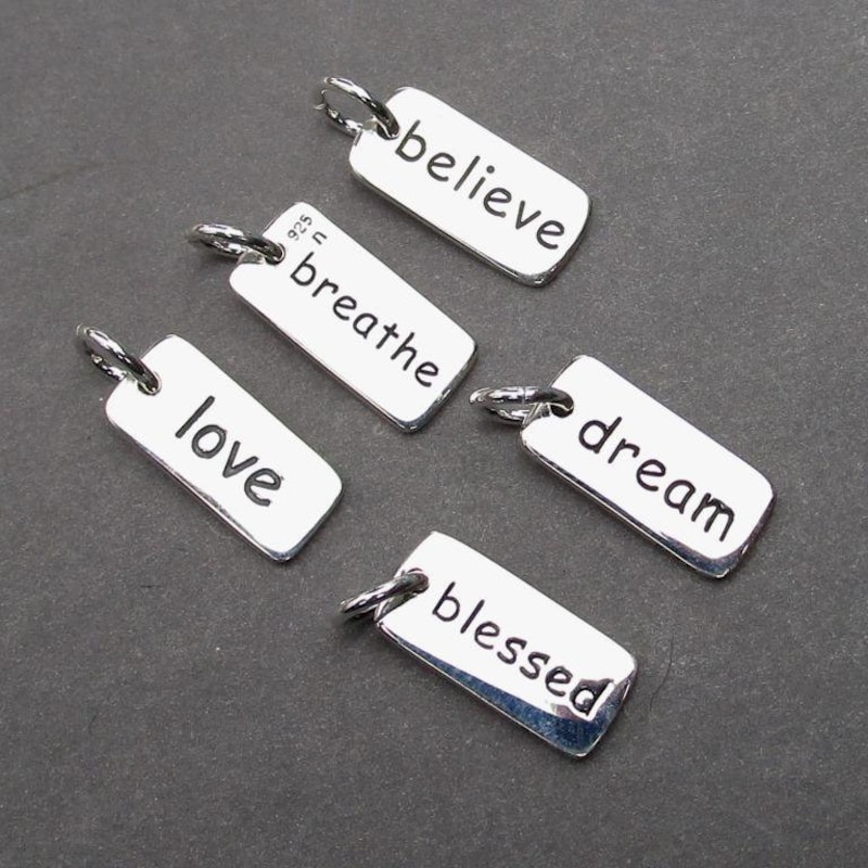 Silver Word Charms - Etsy