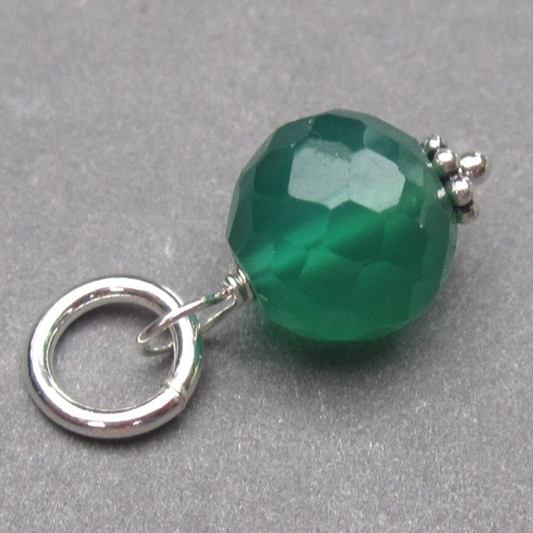 Emerald Green Birthstone Charm, Green Chalcedony Necklace Charm ...