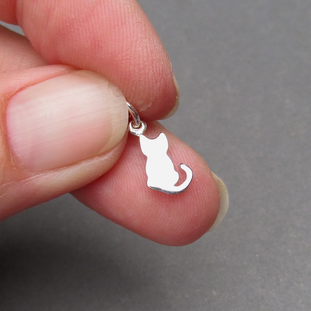 Sterling Silver Cat Necklace Charm, Necklace Pendant, Cat Lady Charm ...