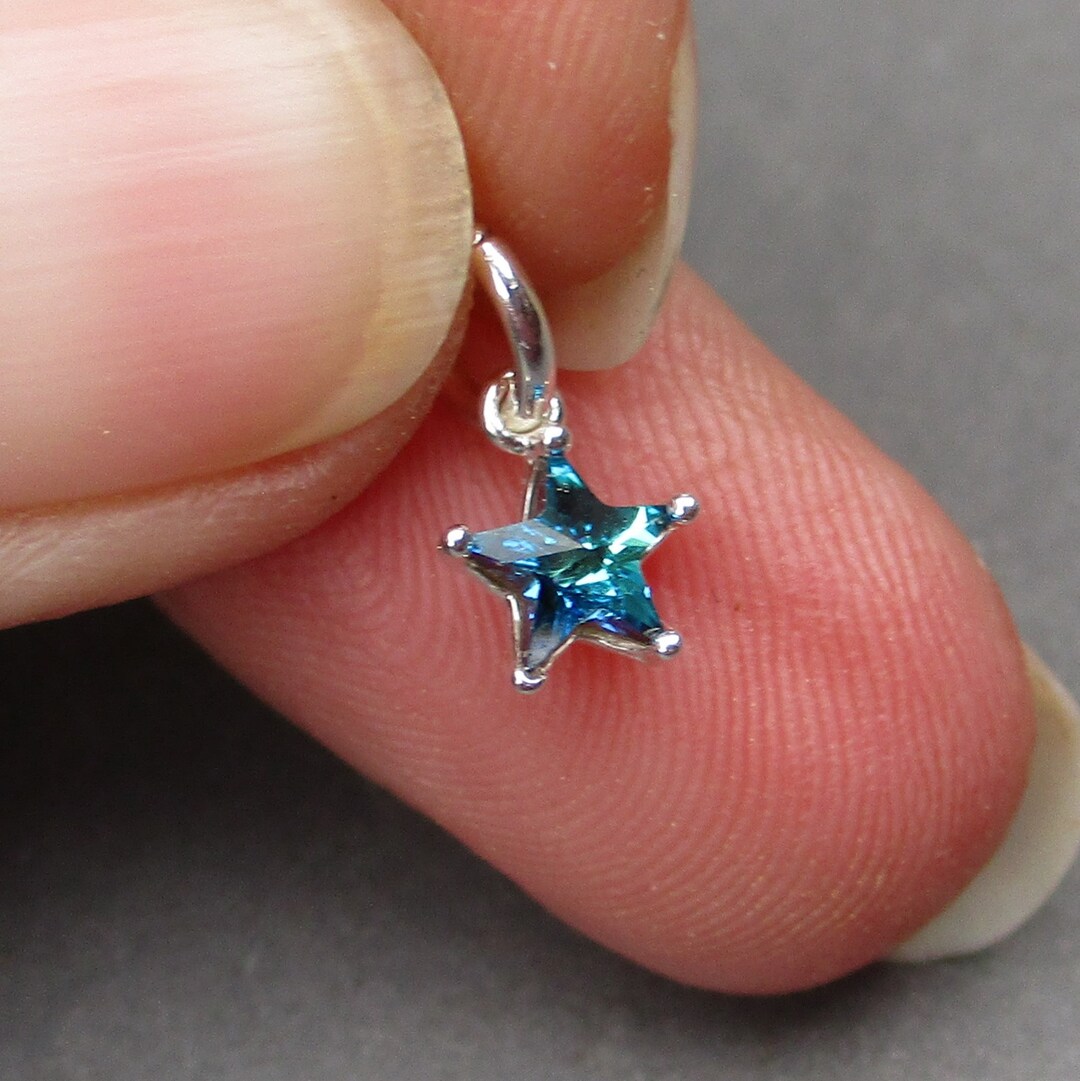 Sterling Silver Teal Blue Star Necklace Charm, Bracelet Charm, Necklace ...